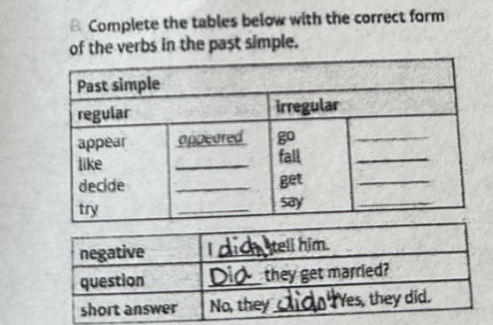 Complete the tables below with the correct | StudyX