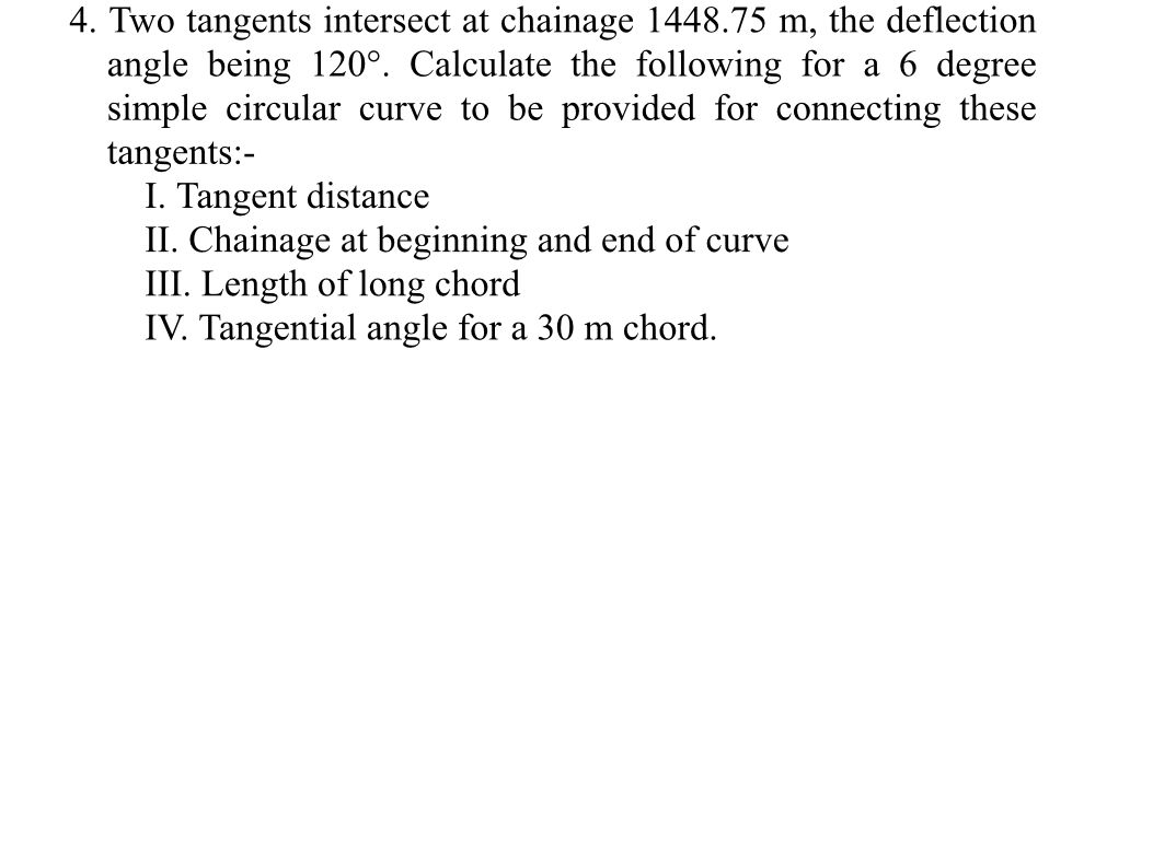 4. Two tangents intersect at chainage | StudyX