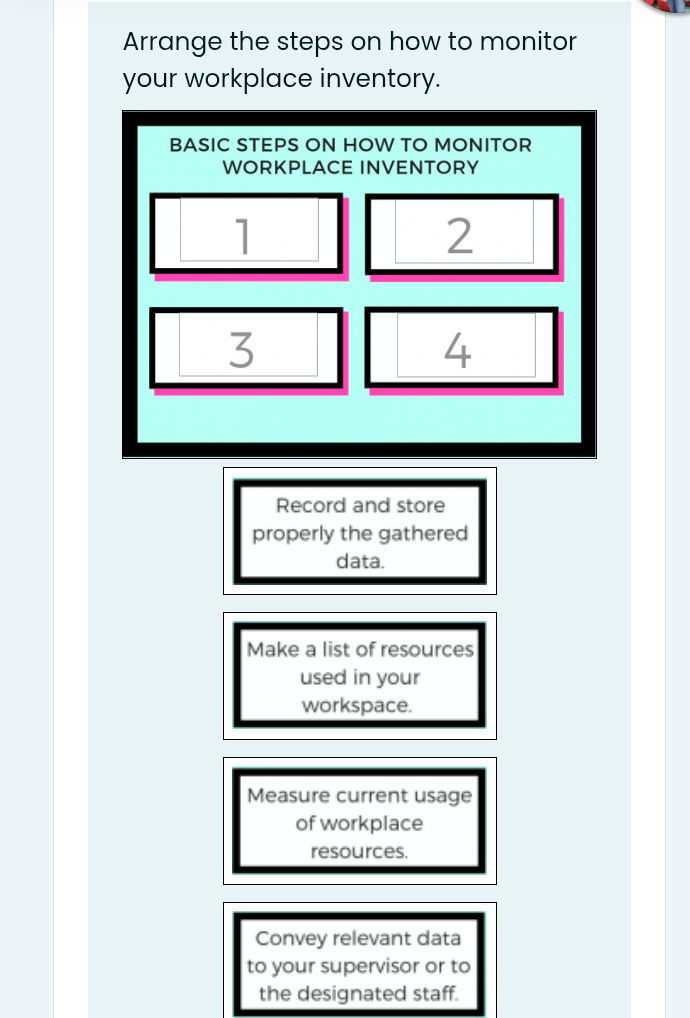 Arrange the steps on how to monitor your | StudyX