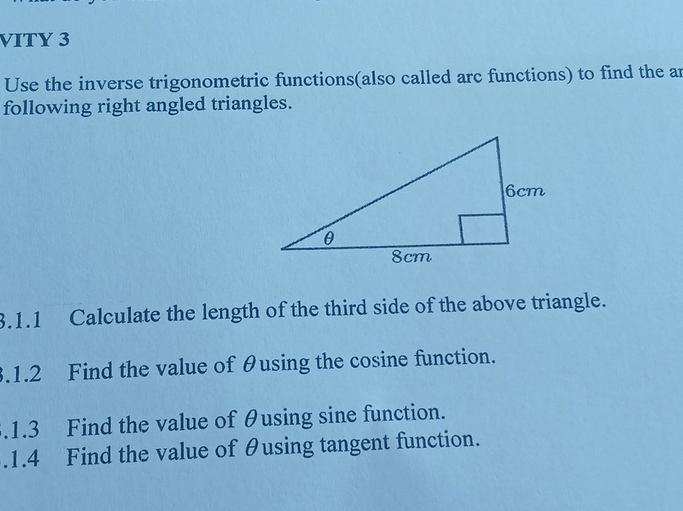 Use the inverse trigonometric functions | StudyX