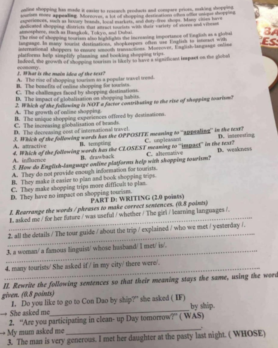 1. What is the main idea of the text? A. | StudyX