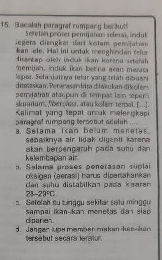 15. Bacalah paragraf rumpang berikut! | StudyX