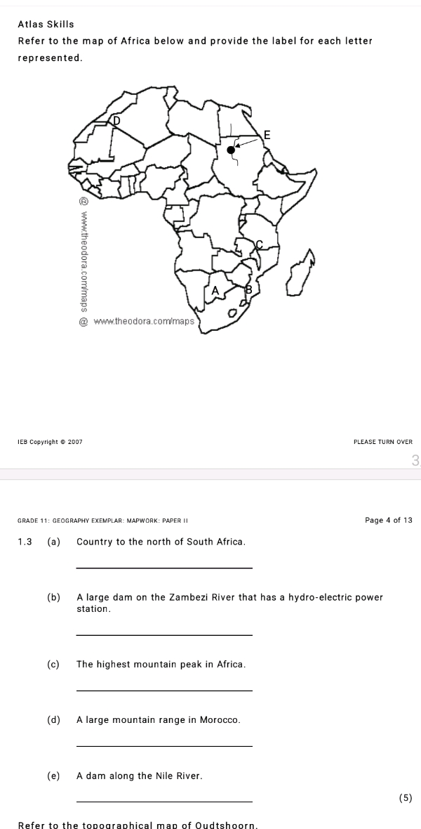 Atlas Skills Refer to the map of Africa | StudyX