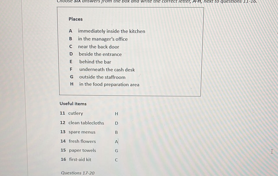 Choose SIX answers from the box and write | StudyX