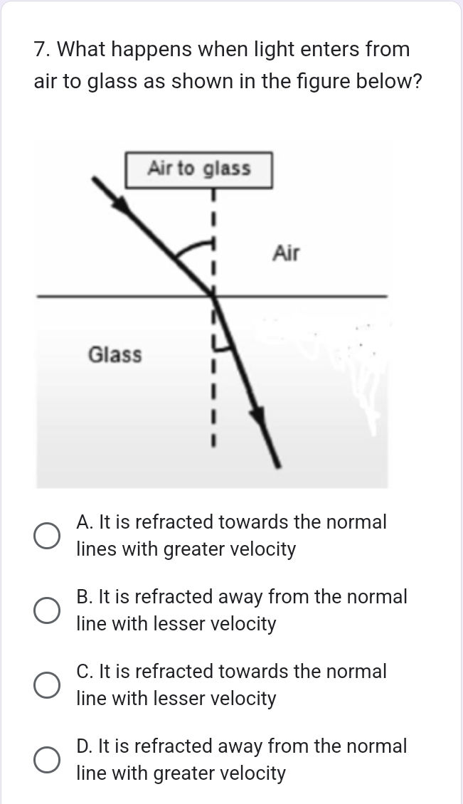 7. What happens when light enters from air | StudyX