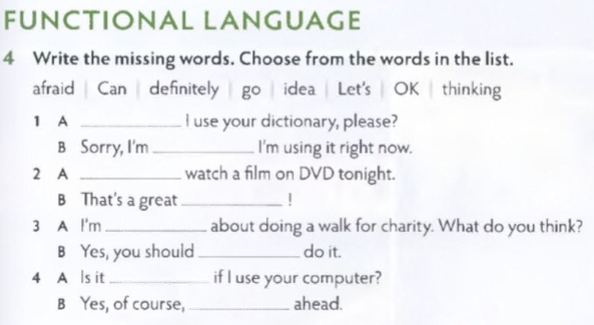 4 Write the missing words. Choose from the | StudyX