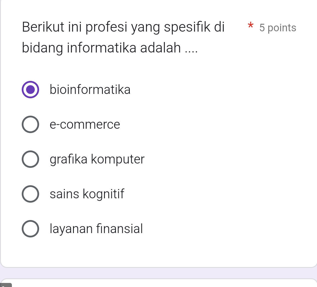 Berikut ini profesi yang spesifik di bidang | StudyX