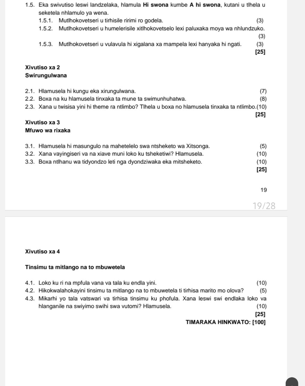 1.5. Eka swivutiso leswi landzelaka, hlamula | StudyX