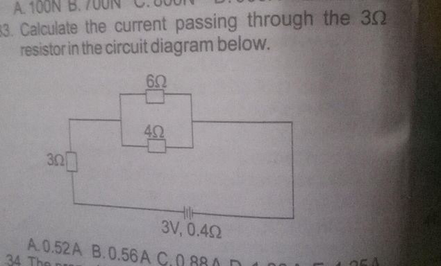 33. Calculate the current passing through | StudyX