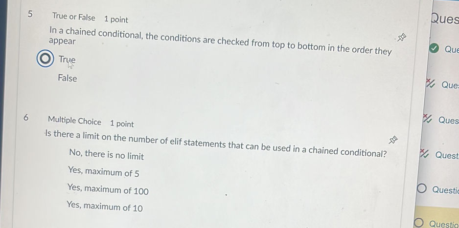 5 True or False 1 point In a chained | StudyX