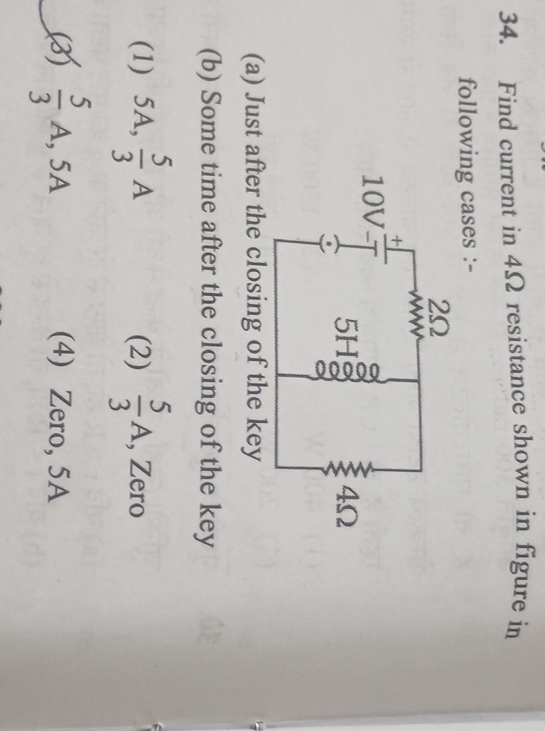 34. Find current in 4Ω resistance shown in | StudyX