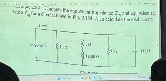 Compute the equivalent impedance $Z_{eq}$ | StudyX