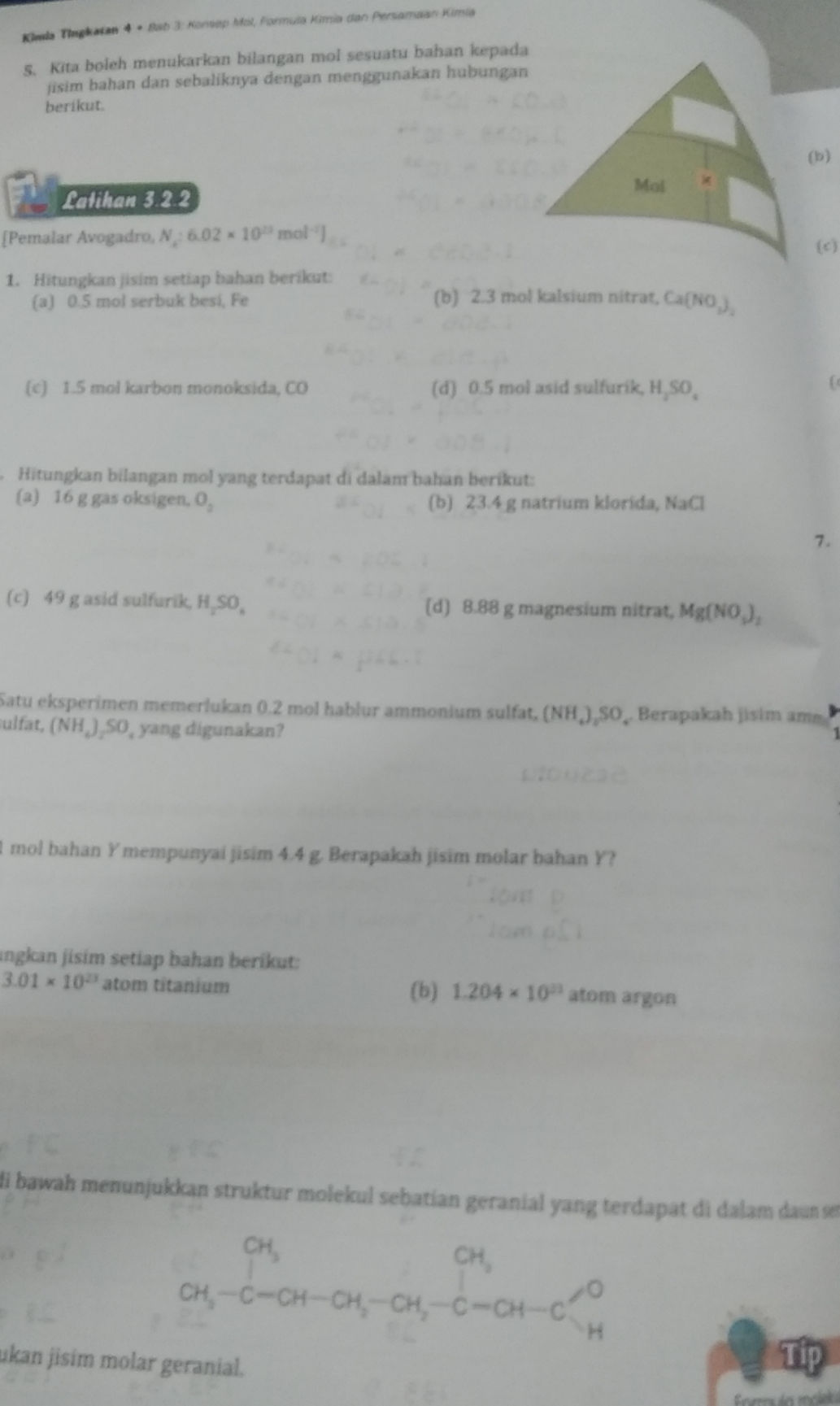 1. Hitungkan jisim setiap bahan berikut: (a) | StudyX