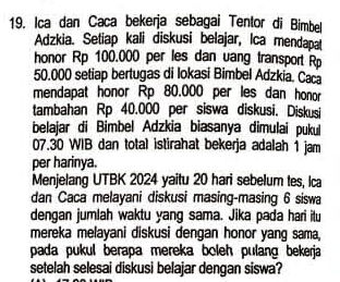19. Ica dan Caca bekerja sebagai Tentor di | StudyX