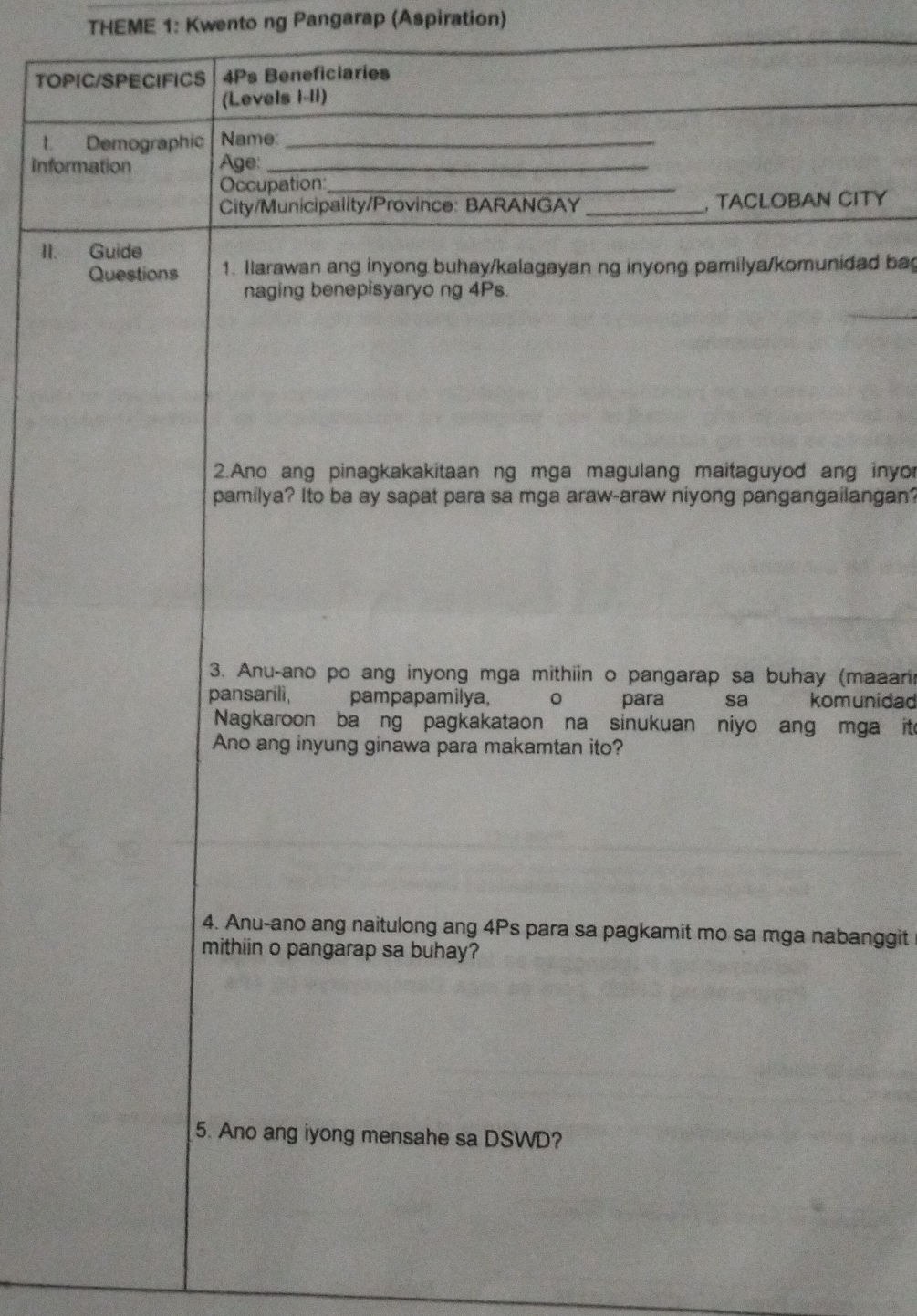 1. Ilarawan ang inyong buhay/kalagayan ng | StudyX