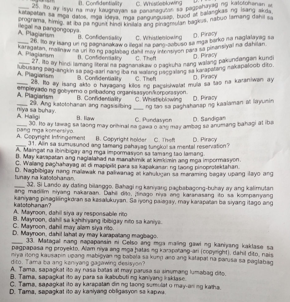 25. Ito ay isyu na may kaugnayan sa | StudyX