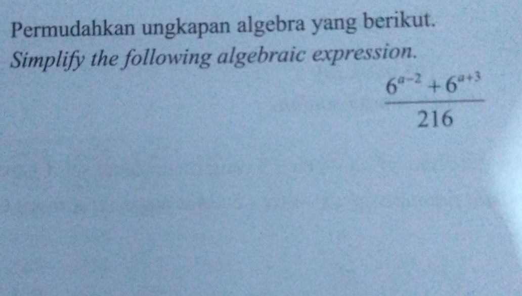 Permudahkan ungkapan algebra yang berikut. | StudyX
