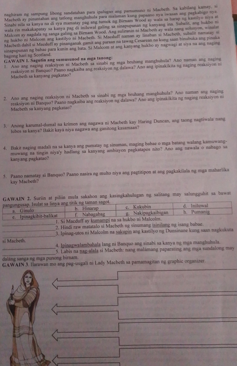 GAWAIN 1. Sagutin ang sumusunod na mga | StudyX