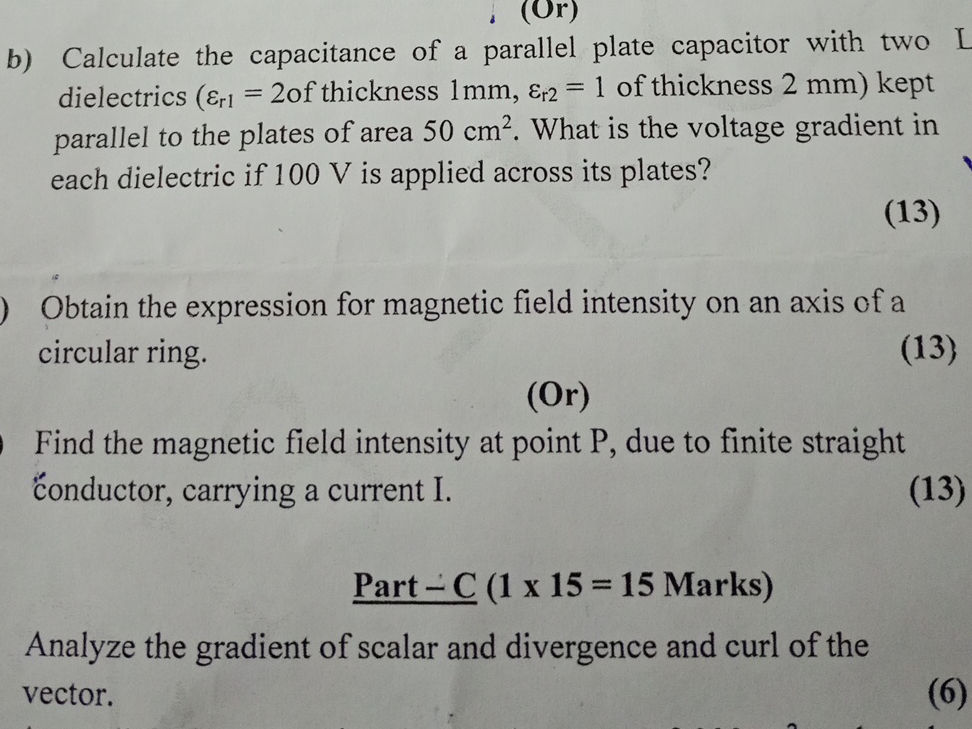 b) Calculate the capacitance of a parallel | StudyX
