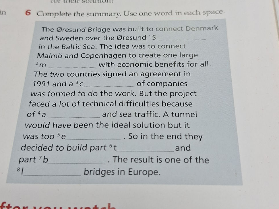 6 Complete the summary. Use one word in each | StudyX