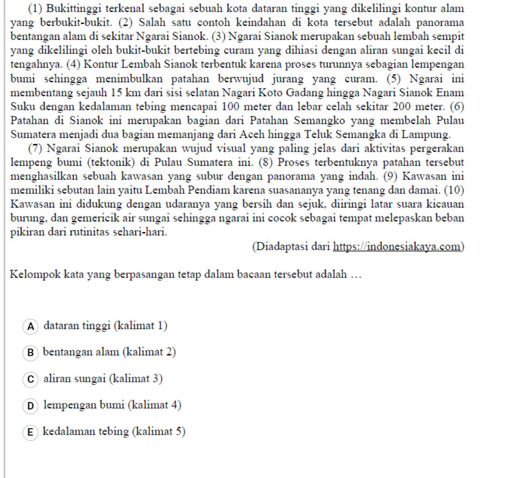 Kelompok kata yang berpasangan tetap dalam | StudyX