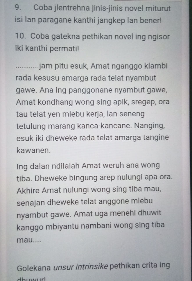 9. Coba jlentrehna jinis-jinis novel miturut | StudyX