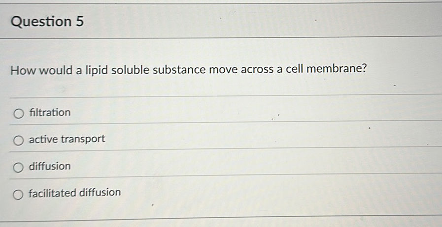 How would a lipid soluble substance move | StudyX