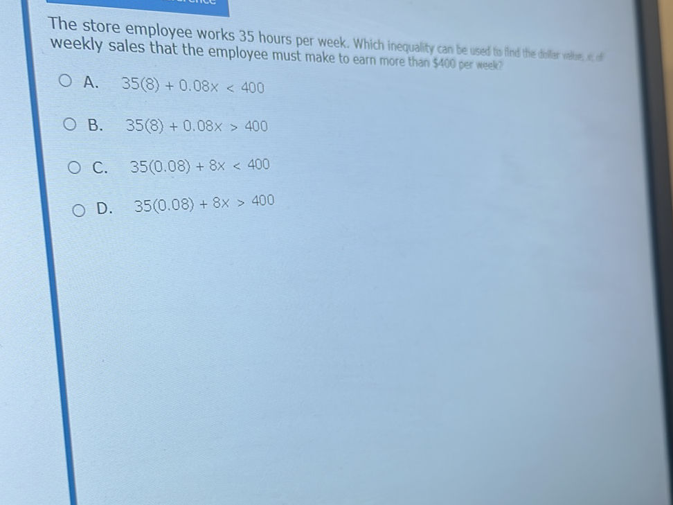 The store employee works 35 hours per week.