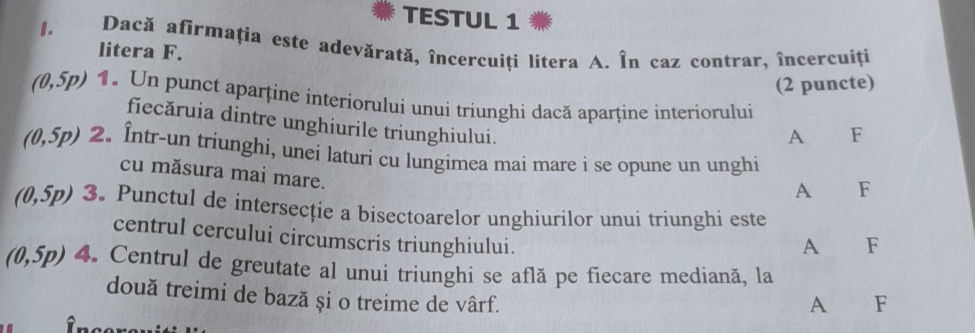 1. Un punct aparține interiorului unui | StudyX
