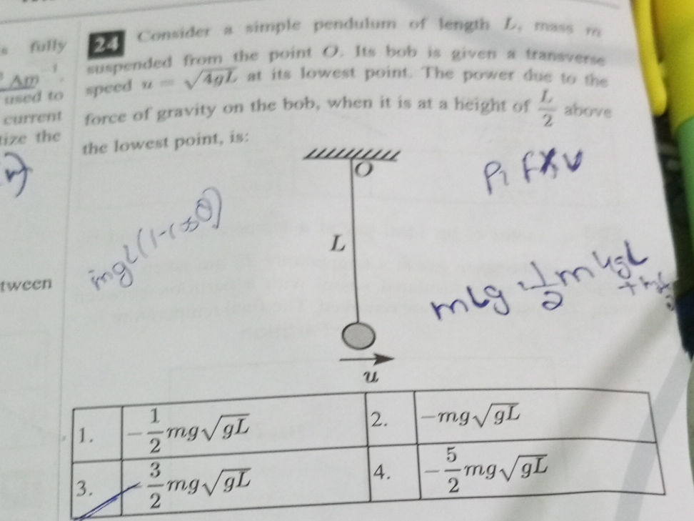 Consider a simple pendulum of length L, mass | StudyX