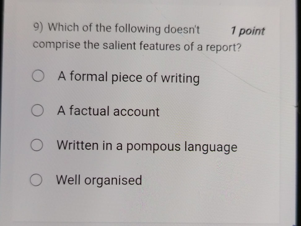 9) Which of the following doesn't comprise | StudyX