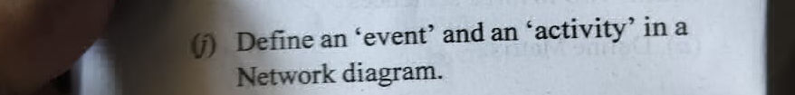 (1) Define an 'event' and an 'activity' in a | StudyX