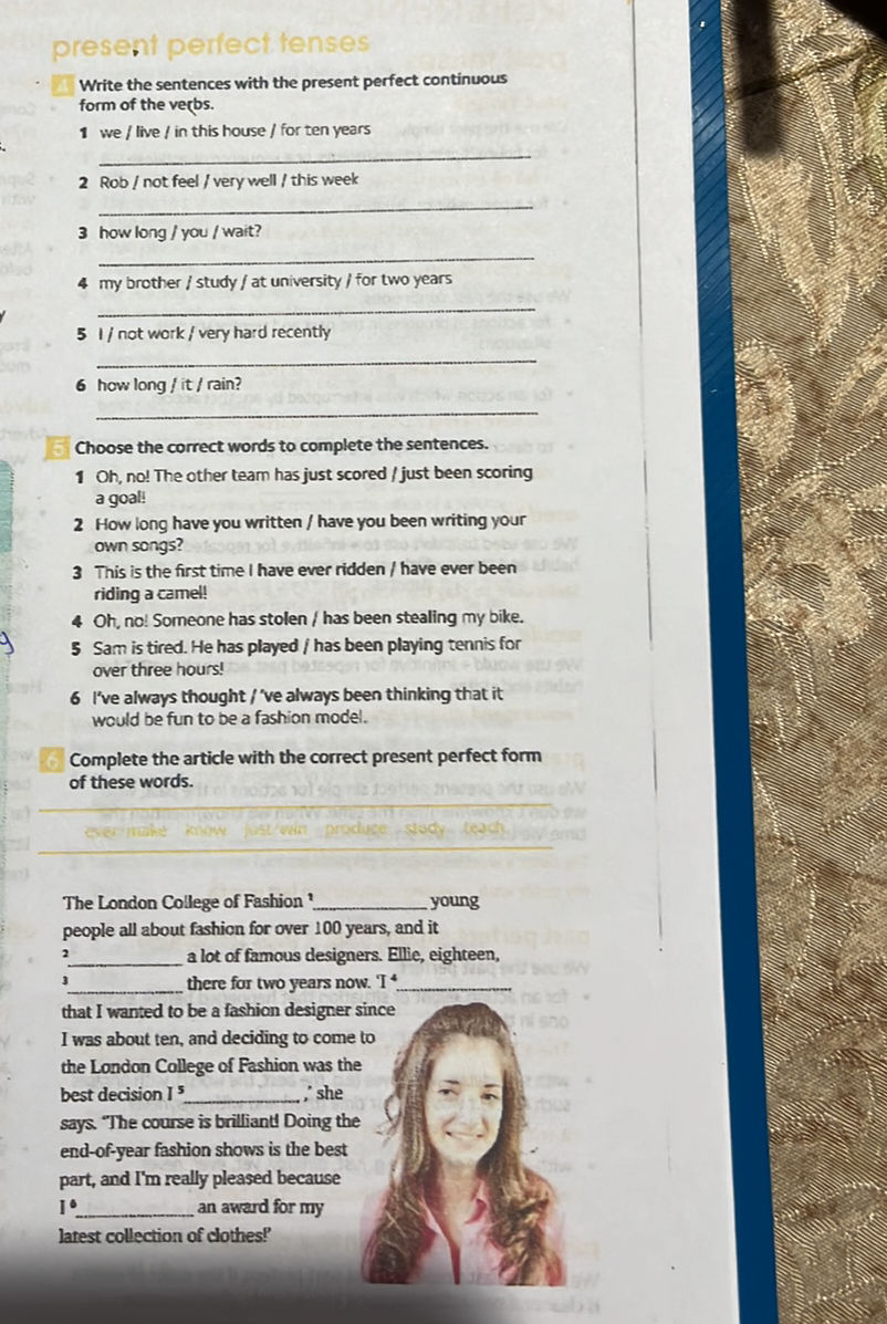 Write the sentences with the present perfect | StudyX