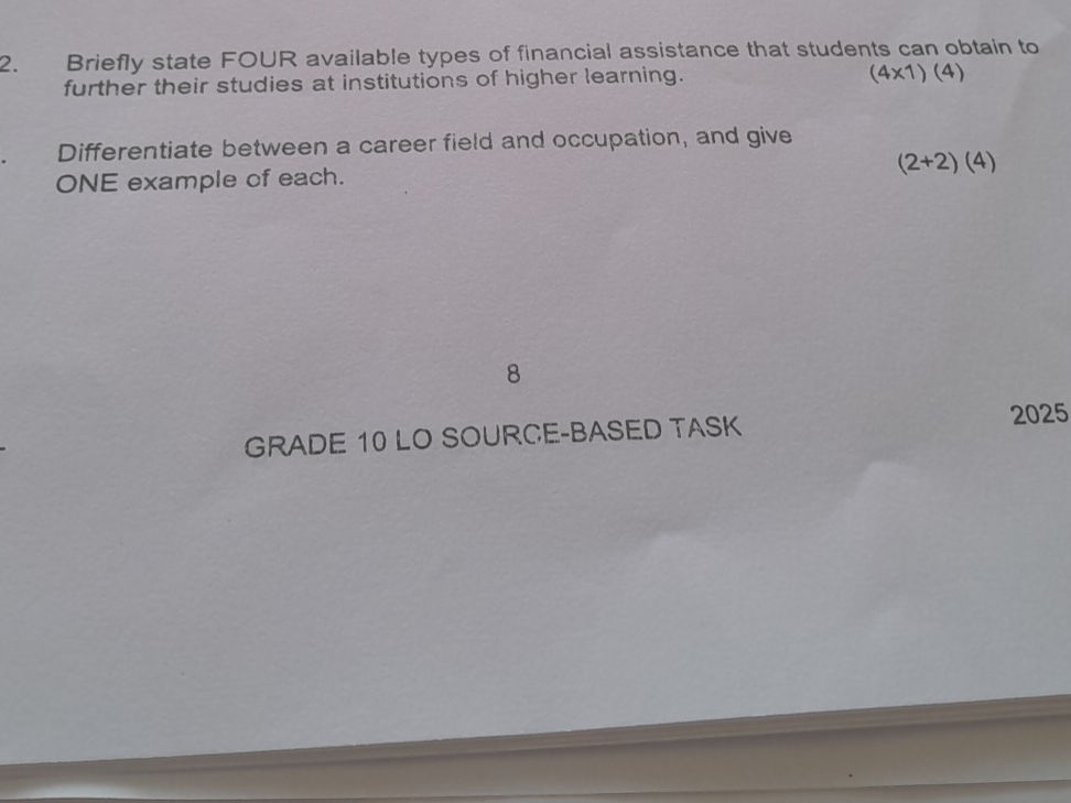 2. Briefly state FOUR available types of | StudyX
