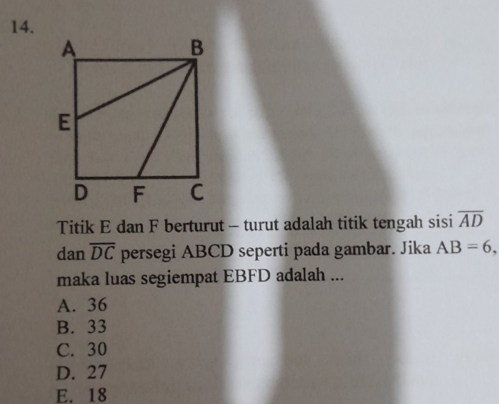 Titik E Dan F Berturut Turut Adalah Titik Studyx