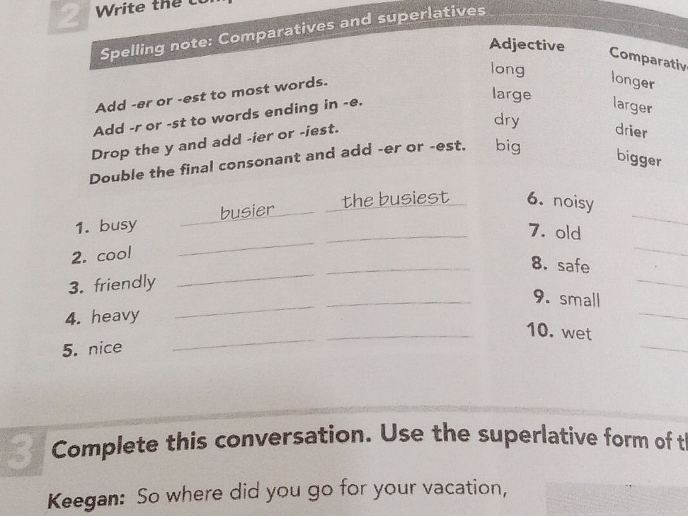 2 Write the Spelling note: Comparatives and | StudyX