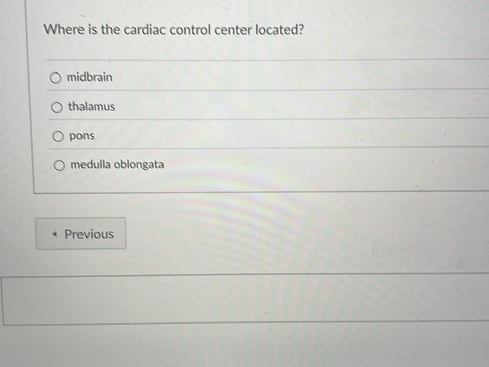 Where is the cardiac control center located? | StudyX