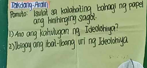 Takdang-Aralin Panuto: Isulat sa kalahating | StudyX