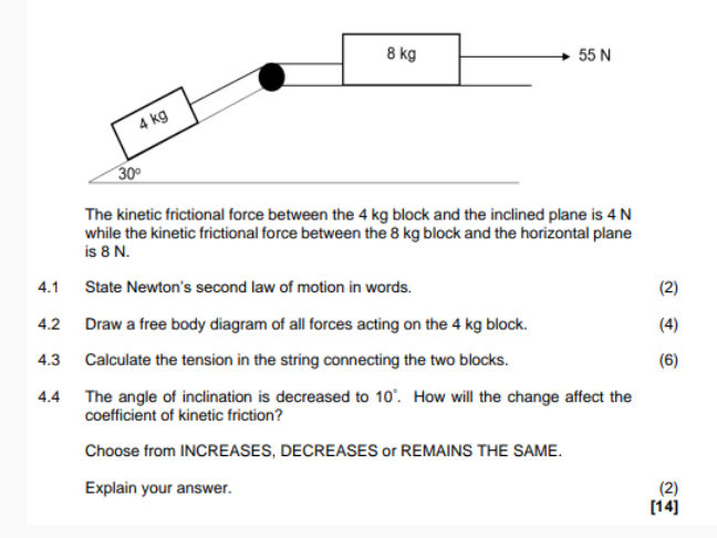 The kinetic frictional force between the 4 | StudyX