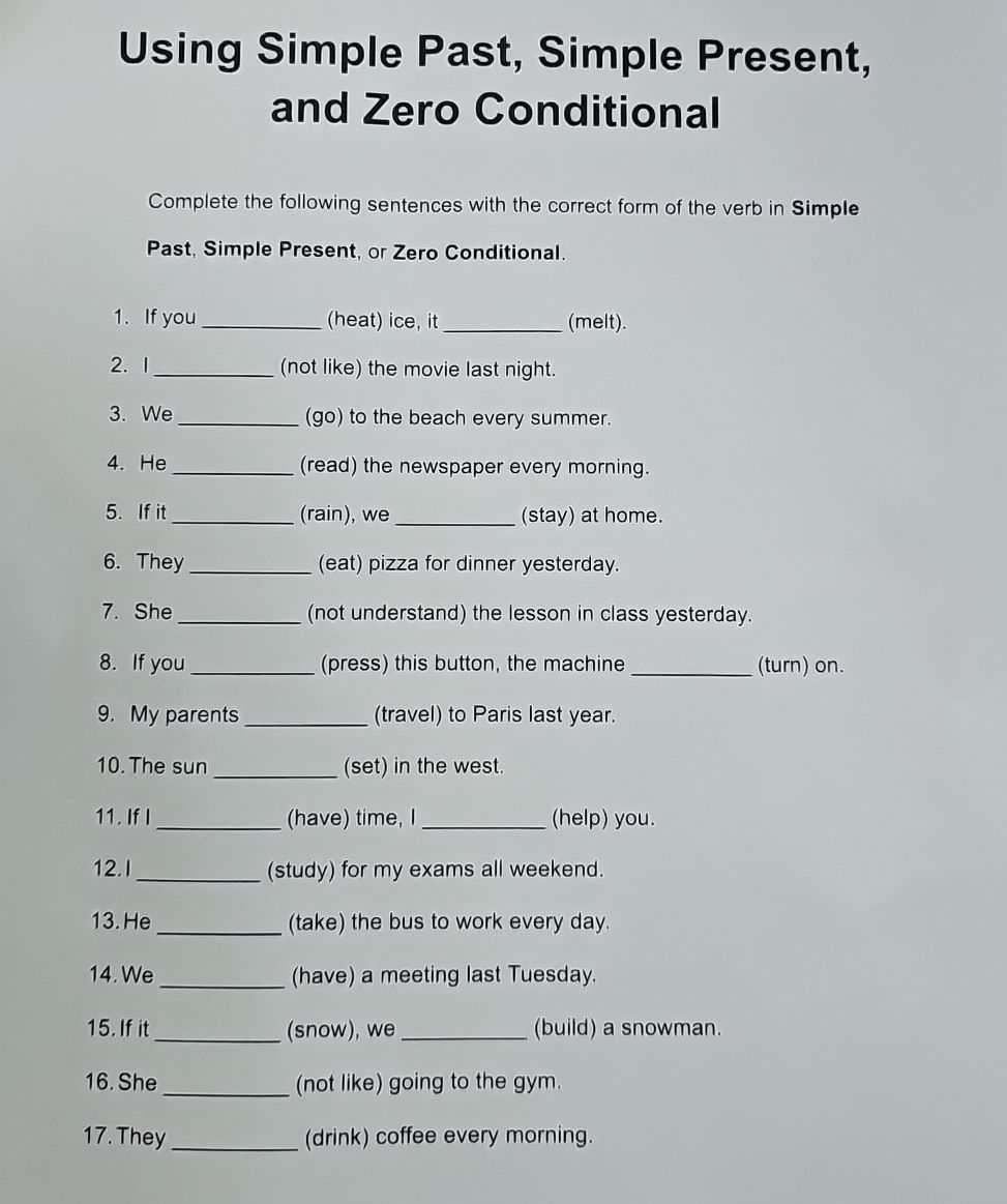 Complete the following sentences with the | StudyX