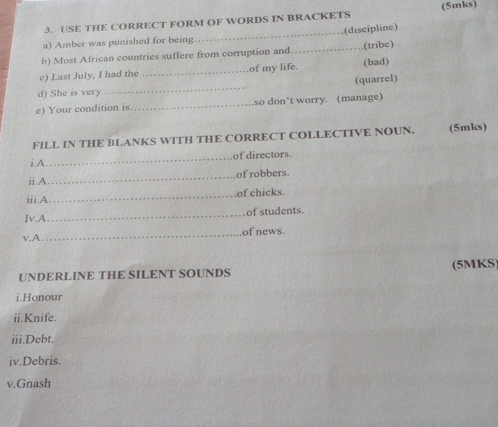 3. USE THE CORRECT FORM OF WORDS IN BRACKETS | StudyX