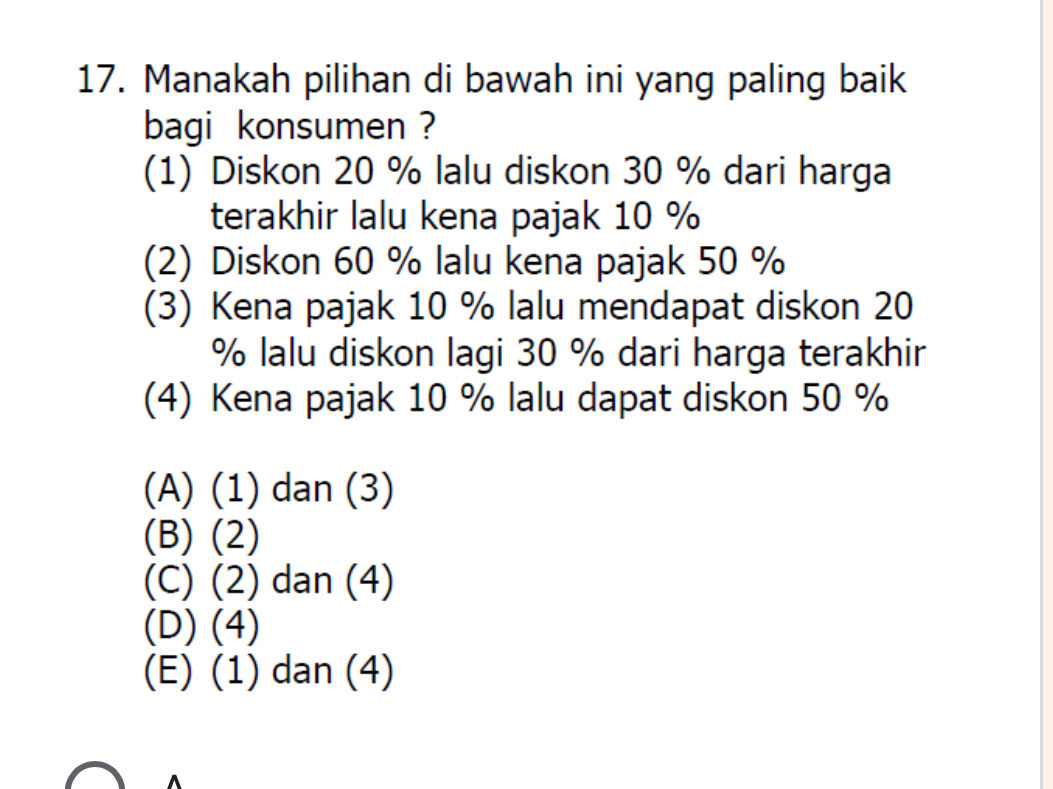 17. Manakah pilihan di bawah ini yang paling | StudyX