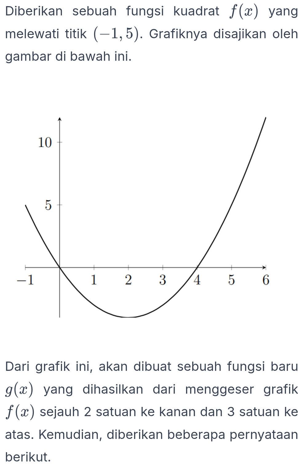Diberikan sebuah fungsi kuadrat $f(x)$ yang | StudyX