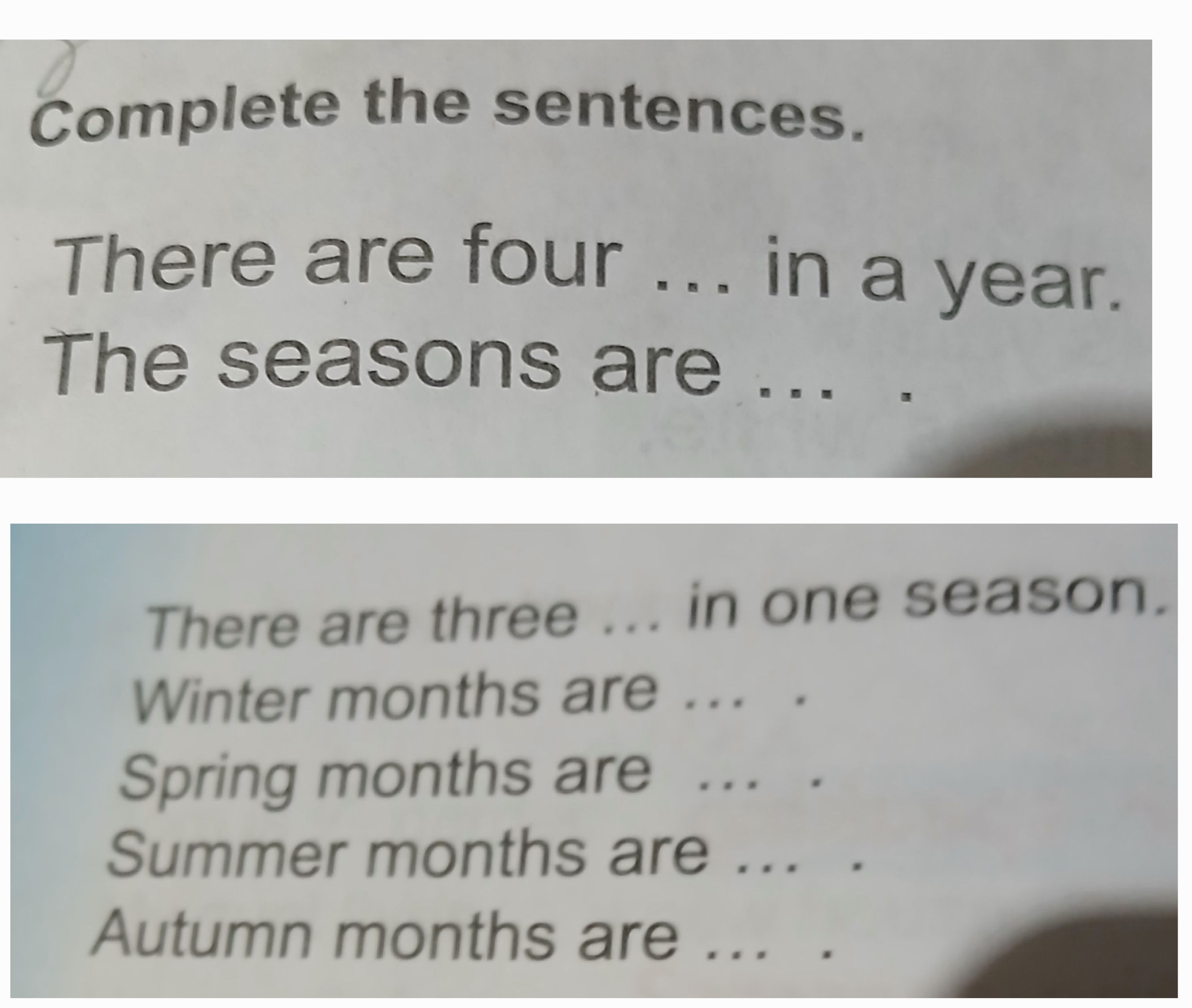 Complete the sentences. There are four ... | StudyX