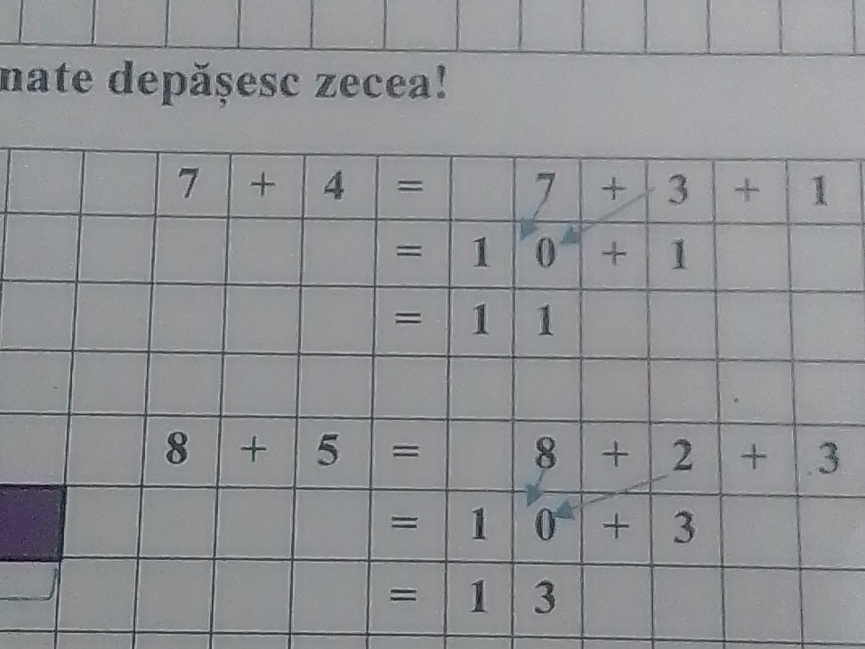 7 + 4 = = 10 + 1 = 11 8 + 5 = = 8 + 2 + 3