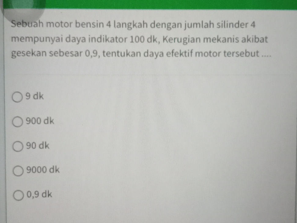 Sebuah motor bensin 4 langkah dengan jumlah | StudyX