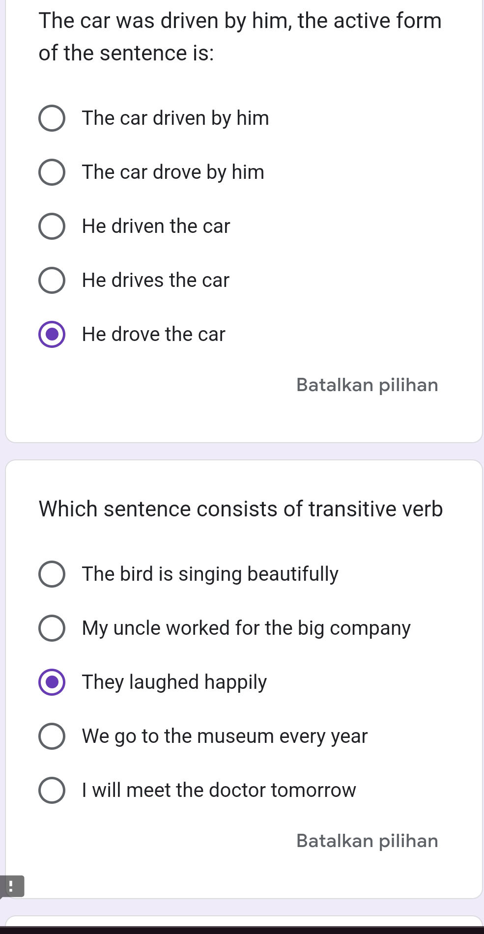 The car was driven by him, the active form | StudyX