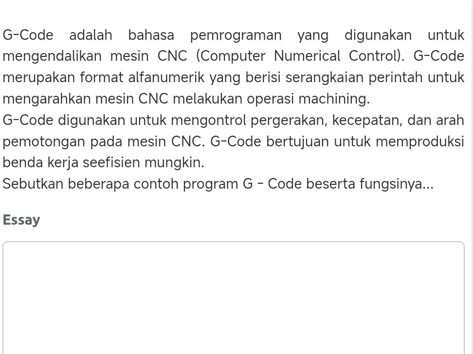 G-Code adalah bahasa pemrograman yang | StudyX