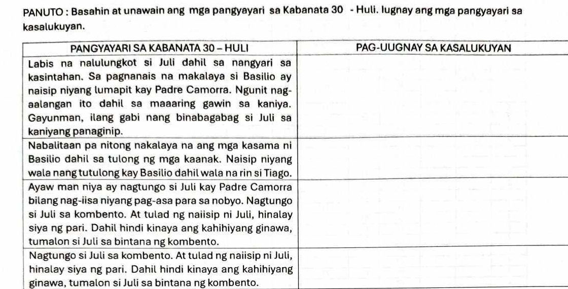 PANUTO: Basahin at unawain ang mga | StudyX