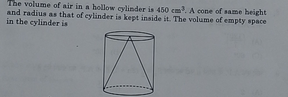 The volume of air in a hollow cylinder is | StudyX
